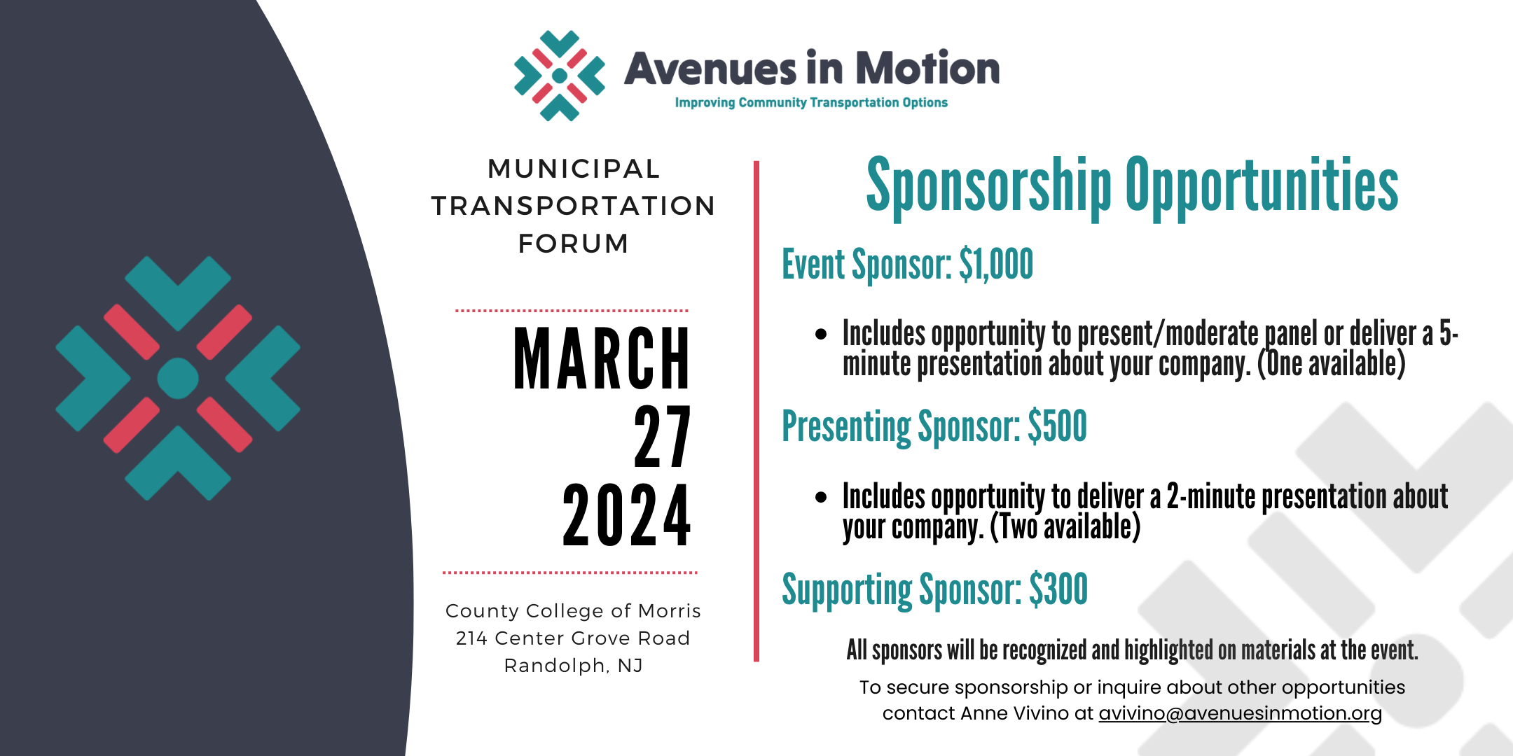 Sponsorship Opportunities | Get Involved | Avenues in Motion